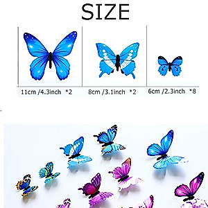Glow in The Dark 3D Butterfly Stickers for Ceiling or Wall Decor, Adhesive 12pcs Butterflies for Kids Bedroom Nursery Living Room,Luminous Create a Realistic Butterflyry Home Garden