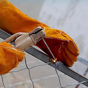 OLSON DEEPAK Welding Gloves HEAT RESISTANT Baking Grill Gloves Tig and Mig Welder Gloves Fireplace Gloves for Fireproof Wood Stove Glove (Brown-14inch)