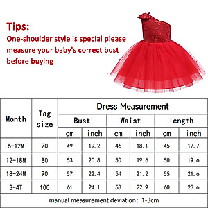 RUYUYIRU Baby Girls Sequin One Shoulder Dress Toddler Tutu Flower Princess Girl Pearl Wedding Birthday Party Dresses for Toddler Baby Girls Holiday Dress Gown