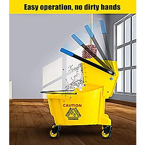 Toolsempire 35 Quart Large Capacity Mop Bucket Side Press Cleaning Wringer Trolley for Household & Commercial Use