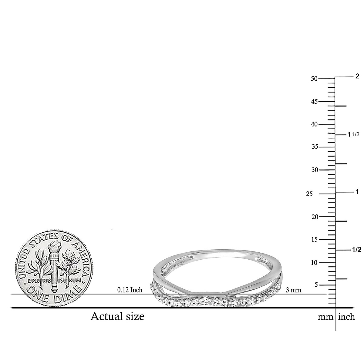 Dazzlingrock Collection 0.25 Carat (Cttw) Round White Diamond Contour Wedding Guard Band for Women in 14K White Gold Size 7.5