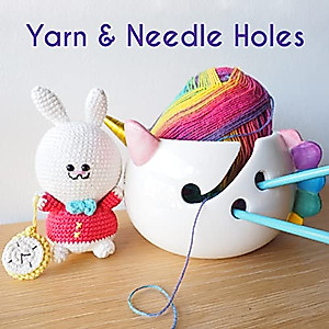 Unicorn Yarn Bowl for Knitting - Ceramic Knitting Bowl Extra Large 8.5”- Ceramic Yarn Bowl Crochet Accessories Yarn Holder Storage Gift for Knitters