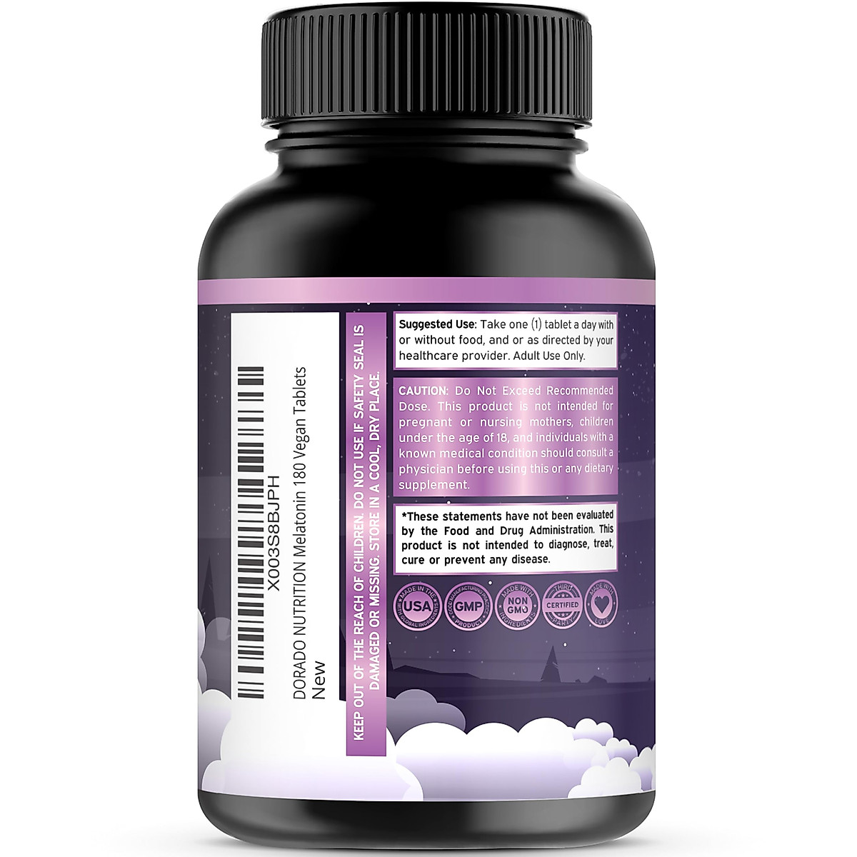 Melatonin 20mg Tablets for Adults (180 Count) - Quick Dissolve with 20mg of Melatonin Per Tablet - High Potency, Gluten-Free, Non-GMO, Vegan - Mixed Berry Flavor - Bulk Supply - USA Made