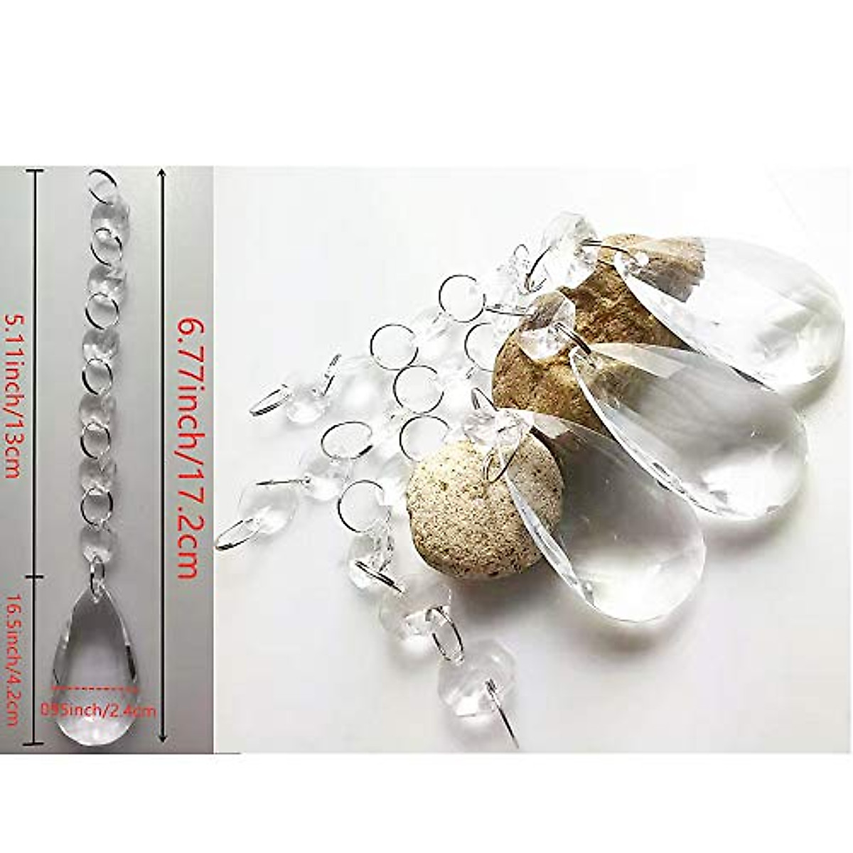 Ulove Prs Acrylic Teardrop Crystal, Chandelier Pendants Parts Beads, Garland Hanging Bead, Crystal Beaded for Wedding Party Centerpiece Tree Decoration (12 pcs)