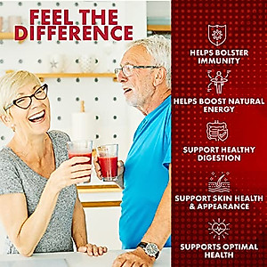 Superfood Reds Powder Fruit & Veggie Powder by Feel Great Vitamin Co. | Reds Superfood Powder with Beet Root Powder, Polyphenols, & Enzymes | Fruit Vegetable Supplements | Berry Flavor, (30 Servings)