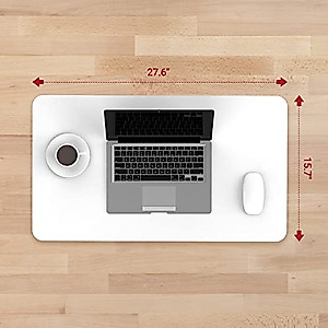 SANODESK Medical Adjustable Overbed Bedside Table with Hidden Casters, Pneumatic Mobile Laptop Computer Standing Desk Cart with Tray, Hospital and Home Use(27.6" W x 15.7" D, White)