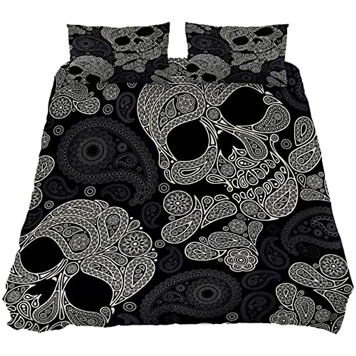 i-Gestore Duvet Cover - Skulls California King Comforter Cover Set Soft Bed Comforter Cover Sets with Zipper Closure Corner Ties (1 Duvet Cover with 2 Pillow Covers, No Comforter)
