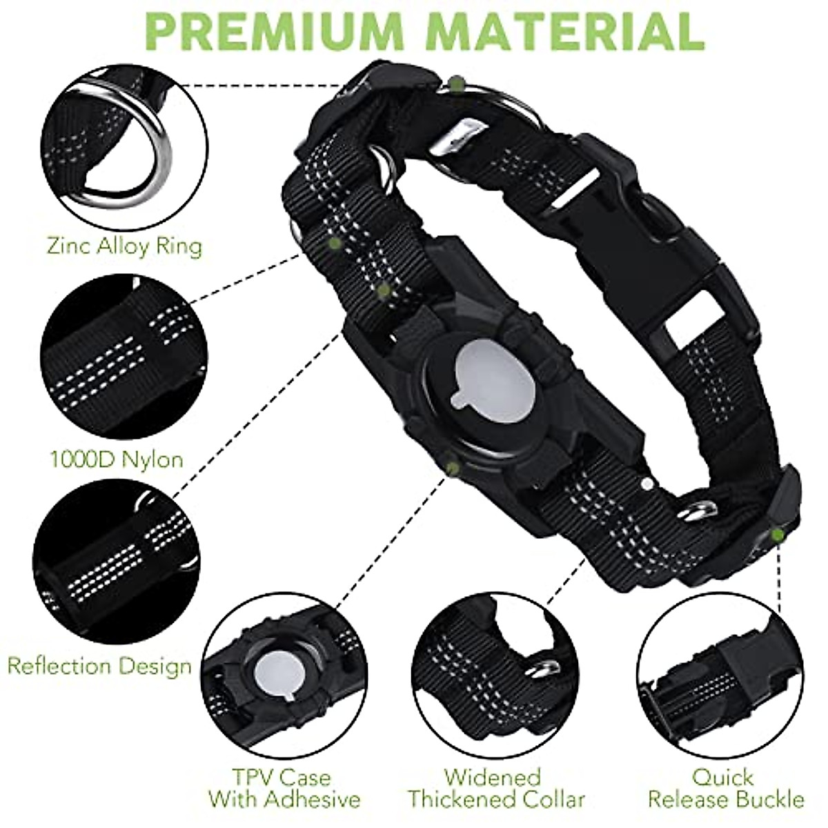 CYFIBYNO 3 Pack AirTag Dog Collar, Reflective Apple Air Tag Dog Collar, Dog Collar with AirTag Holder Adjustable Nylon Air Tag Accessories Pet Collar for Small Medium Large Dogs (Small (12.5"-14"))