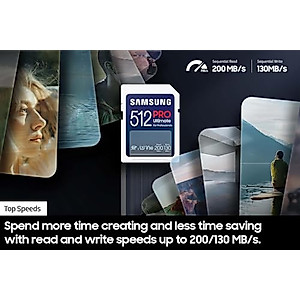 SAMSUNG PRO Ultimate Full Size 256GB SDXC Memory Card, Up to 200 MB/s, 4K UHD, UHS-I, C10, U3, V30, A2, for DSLR, Mirrorless Cameras, PCs, MB-SY256S/AM