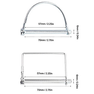 10 Pcs Shaft Locking Pin Safety Coupler Pin 1/4 Inch Diameter in 2 Shapes of Square and Arch for Farm Trailers Wagons Lawn Hitches and Garden (Silver)