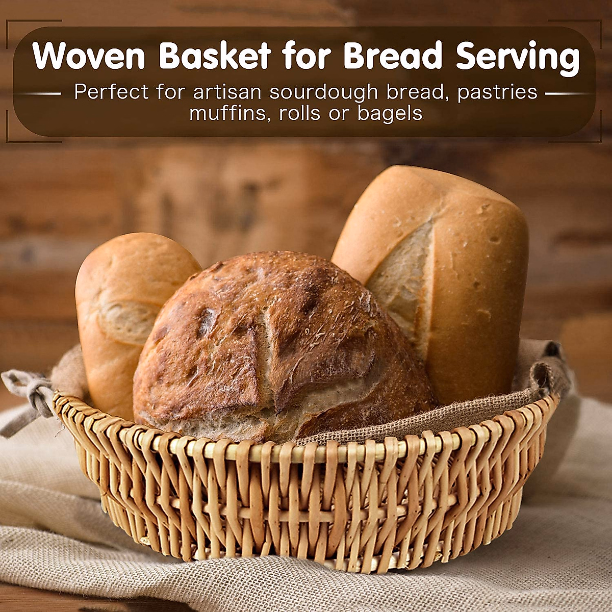 NUTRIUPS Natural Handmade Bread Basket for Serving,9.8inch Small Round Bread Basket,Wicker Fruit Basket