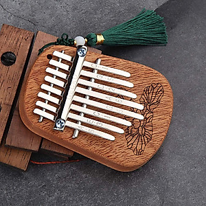 DishyKooker Mini Kalimba 8 Keys Finger Thumb Piano with Decorative Tassel Gifts for Kids Adult Beginners Portable 8 Keys Thumb Piano Gift Finger Piano Gifts Toon Wood [K-8CA]