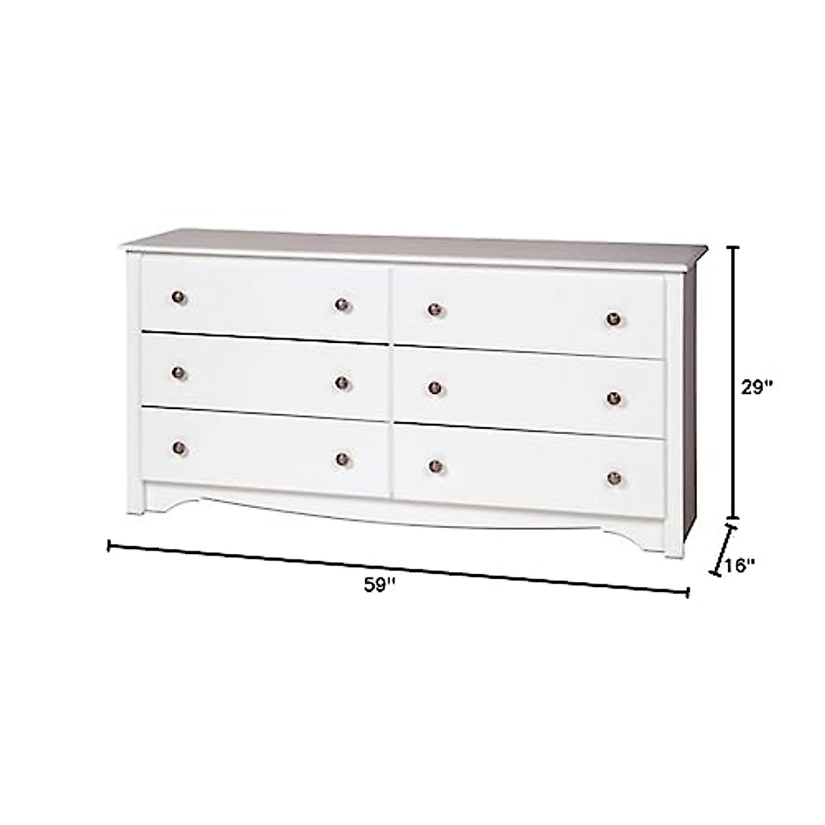 Sonoma 6 Drawer Double Dresser for Bedroom, White & Sonoma Nightstand with Open Shelf, White