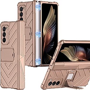 Miimall Compatible for Z Fold 2 Case, Galaxy Z Fold 2 Case Magnetic Hinge Protection Adjustable Kickstand Hard PC All-Inclusive Bumper Protective Case for Galaxy Z Fold 2 (2020) (Gold)