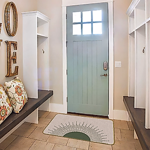 Mingnei Boho Welcome Mat,Boho Doormat,Boho Sun Sunshine Green Kitchen Home Doormat Door Mat,Boho Mid Century Sun Floor Mats for House Front Indoor Inside Outdoor Entryway Rug 30 x 17 Welcome Mat