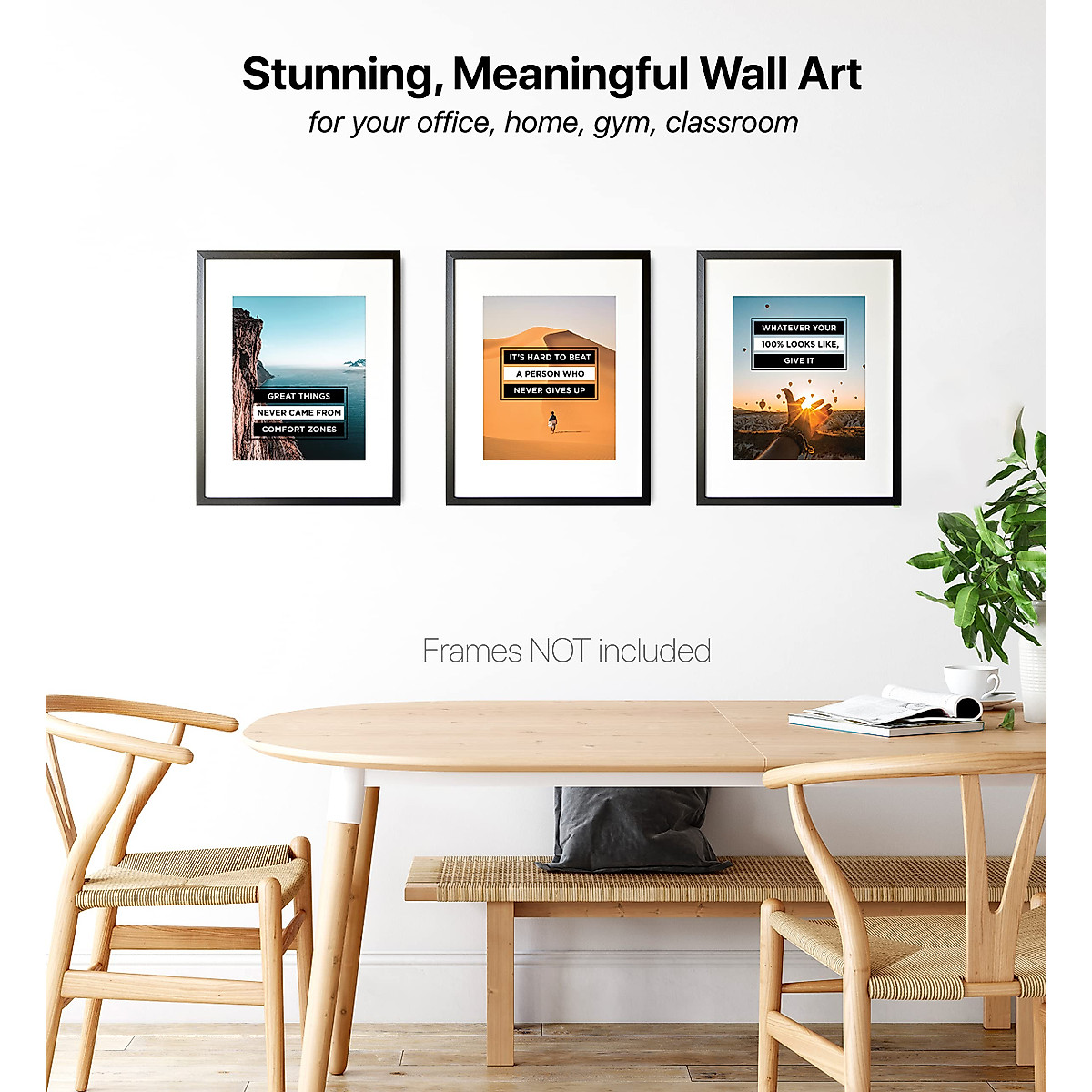 Motivational Wall Art - Inspirational Posters and Wall Art for Office, Home, Gym - Positive Quotes Wall Decor for Work Place - Inspiration Artwork for Business, Sports - 8x10inch, Set of 6 - UNFRAMED