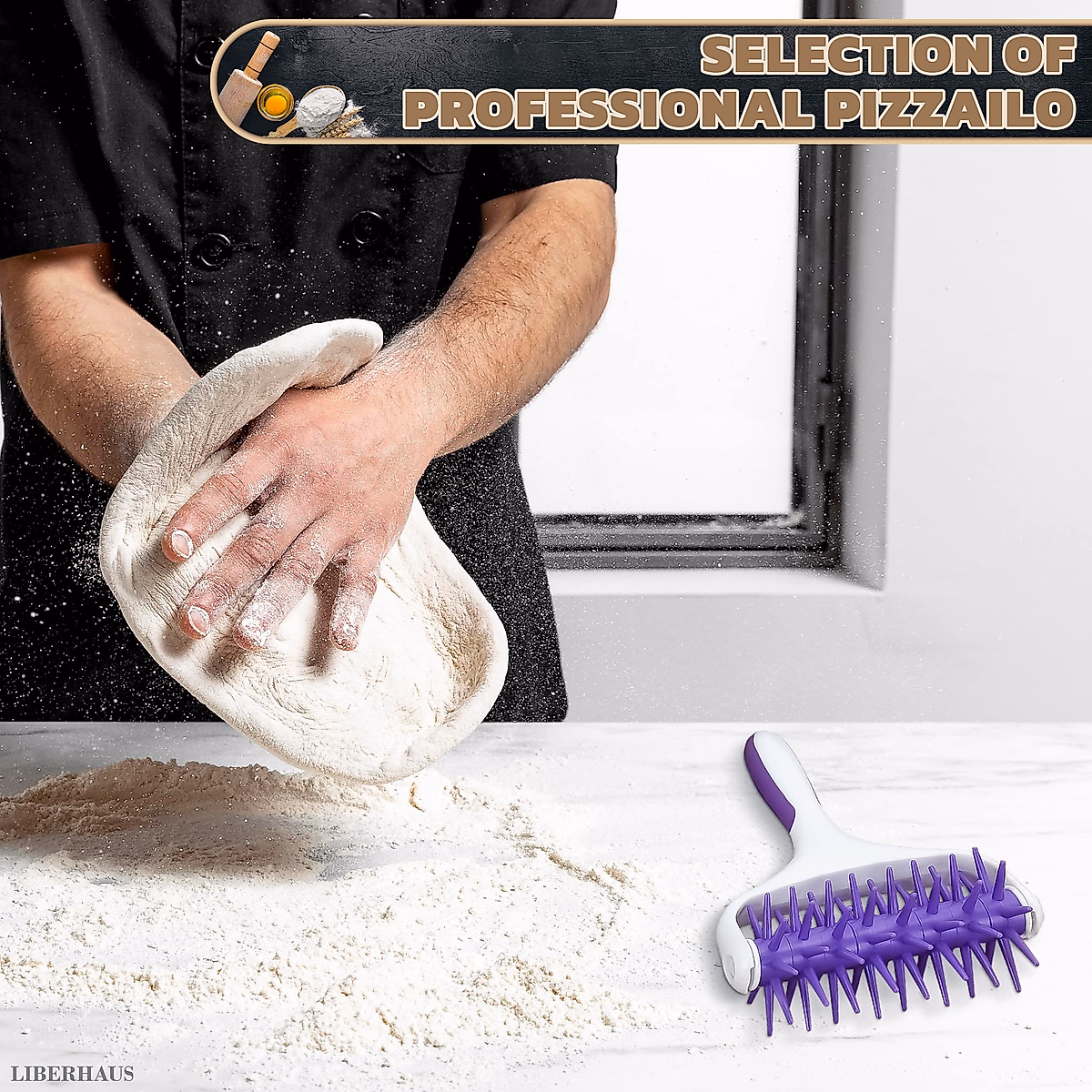 Plastic Pie Dough Pizza Dough Roller - Pizza Dough Docker Roller for Pizza Making Accessories Pizza Crust Dough Pie Baking Accessories - Plastic Kitchen Baking Pie Crust Dough Docker for Crackers