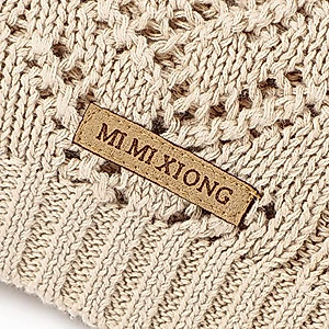 mimixiong Cotton Baby Blanket Knitted Crochet Receiving Crib Nursery Swaddling Blankets for Newborn Baby Boy Girl White 30x40 Inch