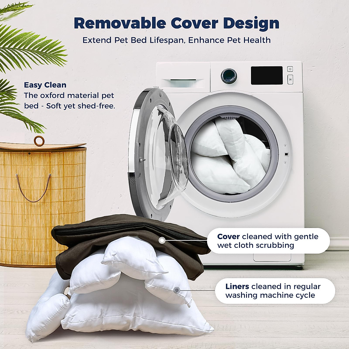 Miguel Outdoor Waterproof Cat Bed with Side, Oxford Durable Dog Bed for Small Dog Easy Clean, All Weather Rectangle Medium Pet Bed Bolster Tough Puppy Bed Scratch Resistant Removable Cover, 25 inches