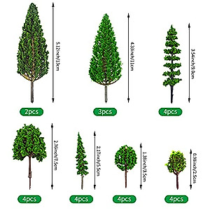 25pcs Model Trees Model Train Scenery Mixed Miniature Trees Artificial Wargame Trees Model Railroad Scenery Diorama Supplies Scenery Landscape