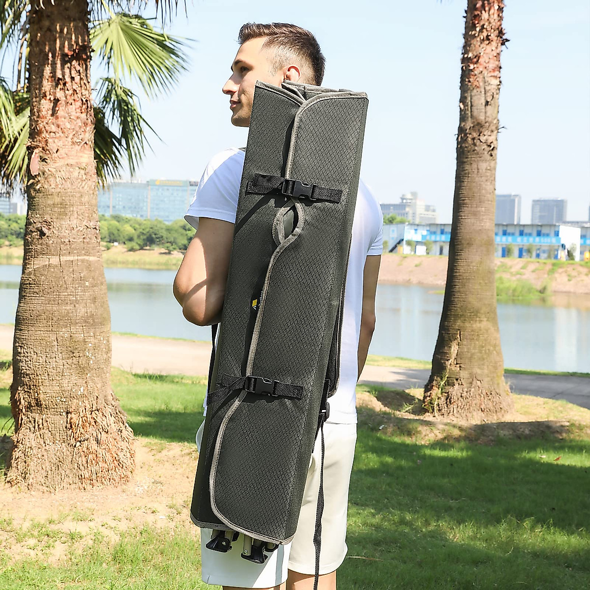 Camping Brothers Camping Chair with Full Sun Protection Canopy - Outdoor Folding Patio Chair with Adjustable Shade, Cup Holder, Side Pockets - Heavy Duty Steel Frame Supports 330 lbs (Army Green)