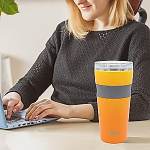 BUILT 24 Ounce Shasta Double Wall Vacuum Insulated Stainless Steel Coffee and Water Tumbler with Easy to Clean Flip to Open Tritan Lid, Black and Gray