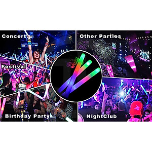 100 LED Foam Sticks Multi Color Flashing Glow Wands, Batons, Strobes - 3 Flashing Modes - Birthdays and Parties