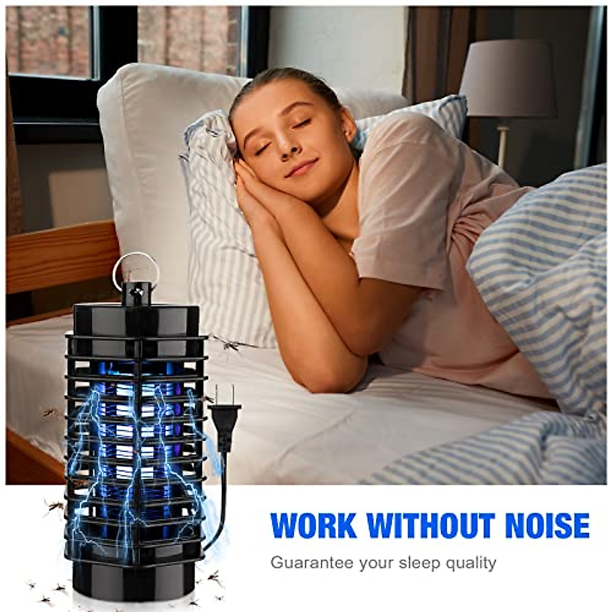 4 Pcs Summer Bug Zapper Indoor Electric Mosquito Zapper Insect Fly Zapper Mosquito Trap for Indoor Outdoor Home Patio Kitchen Backyard Camping Gnat Moth Fruit Fly, Black