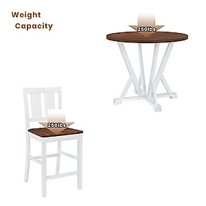 Bellemave Counter Height Round Dining Table Set for 4 High Top Kitchen Table and Chairs 5-Piece Small Wood Dining Room Sets for Apartment, Tall Round Dinette Set for 4, Brown