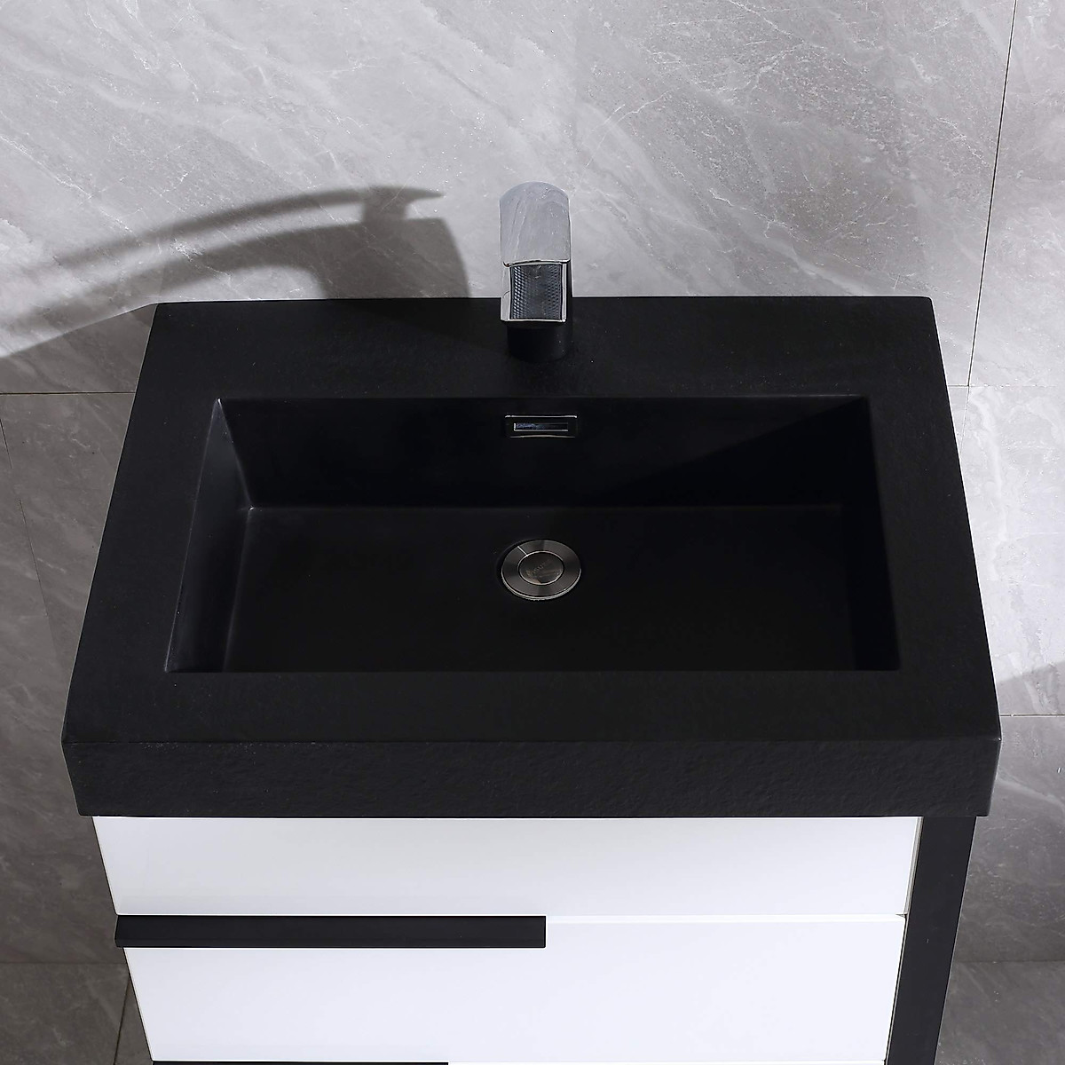 Dowell 024 Single Bathroom Vanity Set (24", Glossy White Vanity, Matte Black Sink)