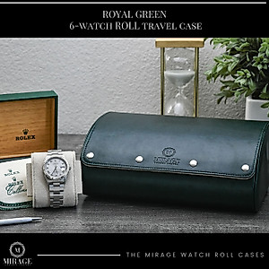 M Mirage Luxury Travel 6 watch display case organizer - Royal Green & Ivory White