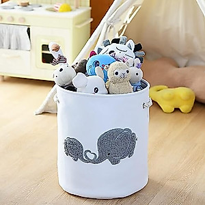 INough 2 pack Storage Baskets, Baby Hamper for Nursery Boy, Baby Laundry Basket Elephant Large Kids Laundry Baskets, Nursery Hamper for Baby, Baby Nursery Decor for Livingroom Kidsroom Play Room