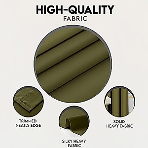 Utopia Bedding Curtain for Bedroom - Rod Pocket Blackout Curtains 84 Inch Length 2 Panels Set - Thermal Curtains & Drapes for Living Room, Bedroom, 52W x 84L Inches, Olive