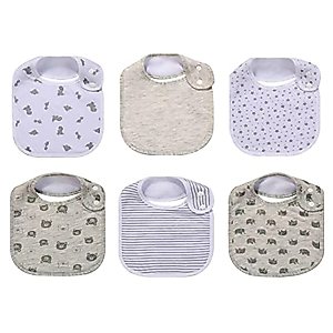 6 Pack Baby Cotton Bibs Absorbent for Drooling Teething