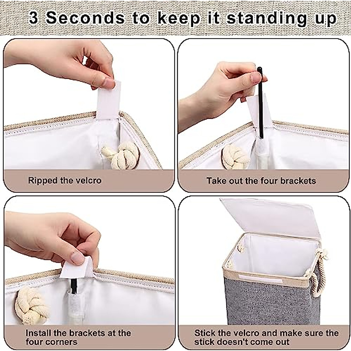 HEDAQI Laundry Basket Hamper with Lid Collapsible 72L Large Laundry Hamper with Lid and Removable Bag Liner, Waterproof Hamper Storage Basket for Laundry, Bedrooms, Bathroom (Grey)