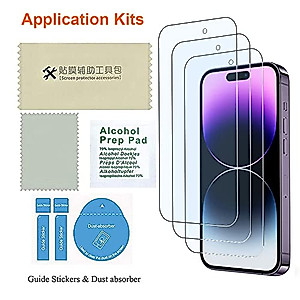 Focuses iPhone 14 Pro Blue Light Screen Protector iPhone 14 Pro Anti Blue Light Screen Protector 6.1inch.Anti Blue Light Tempered Glass Film for iPhone 14 Pro 3-Pack