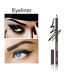 Zevni SUMEITANG Eyeliner Pencil 12 Pcs 2 in 1 Wooden Black Eye liner & Eyebrow Pencil Women Makeup Easy to Color Long lasting Waterproof