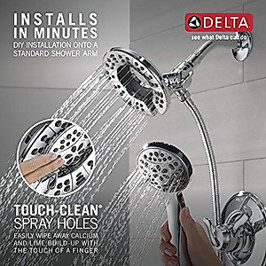 Delta Faucet 4-Spray In2ition Dual Shower Head with Handheld Spray, Chrome Shower Head with Hose, Showerheads & Handheld Showers, Handheld Shower Heads, Detachable Shower Head, Chrome 58499