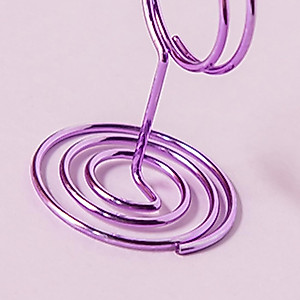 YESBAY 20pcs Place Card Holders Table Card Display Holder Heart Round Shape Table Number Holders Metal Stand for Wedding Events More Securely Display Tables Cards Name Menus Anniversary Decor Purple