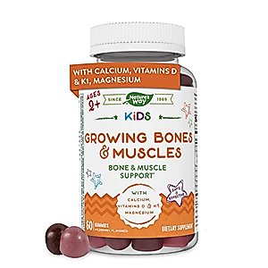 Nature’s Way Kids Growing Bones & Muscles, Calcium & Vitamin D, Ages 2+ Wildberry Flavor, 60 Gummies