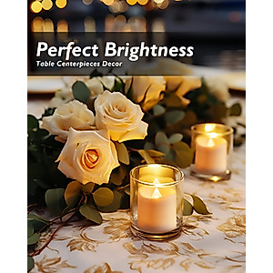 Homemory 12Pack Timer Flameless LED Votive Candles, Long Lasting Battery Operated Tea Light with Timers, 6 Hours On and 18 Hours Off Cycle Automatically for Wedding, Table Decorations (Warm White)