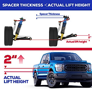 KSP 2in Level Kits for F150 2004-2023,2" Front Leveling Lift Kits Compatible with Ford Expedition 03-18,Lincoln Mark LT 2005-2008, Aluminum Forged Strut Spacers Raise the Truck 2inch（Package of 2pcs）