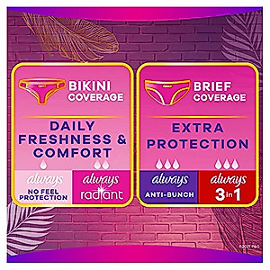 Always Radiant Daily Pantiliners Panty Liners for Women, Long Absorbency, Up to 100% Odor-free, 92 Count
