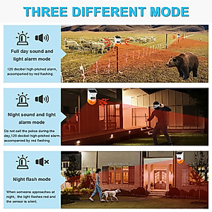 ChunHee Solar Motion Sensor Outdoor Alarm,Adjustable Sensitivity Motion Activated Alarm,129db Sound Security Siren Light IP67 Waterproof and 4 Mode for Home,Farm,Barn,Villa,Yard(2 Pack)