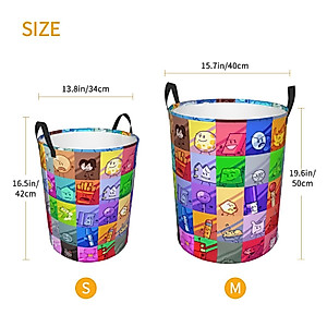 SHELLCELL Large Laundry Hamper, Bfdi-Battle for Dream Collapsible Laundry Basket With Handles, Tall Storage Basket For Blanket, Toys, Dirty Clothes In Living Room, Bedroom, Bathroom, Nursery, Medium