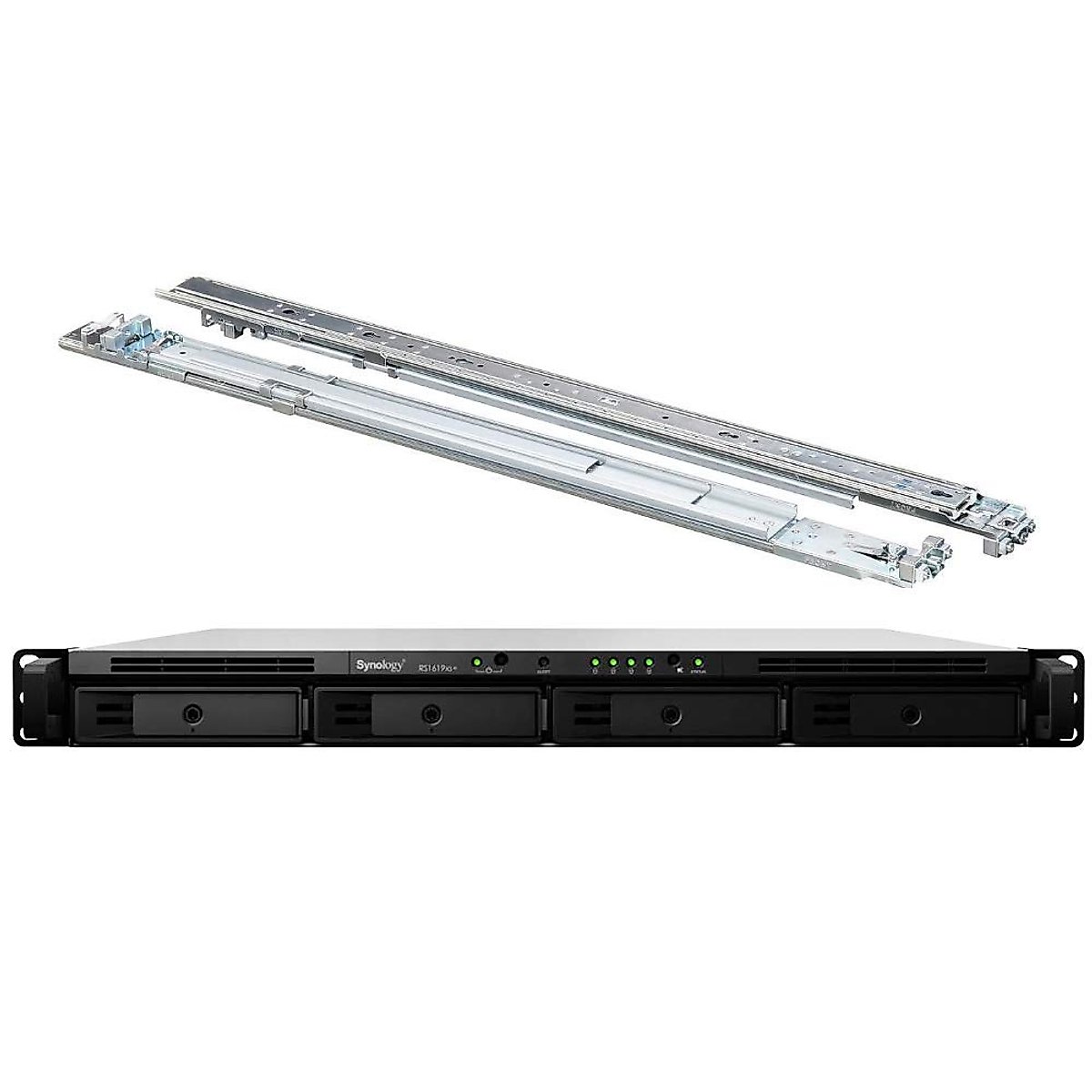 Synology RackStation RS1619xs+ iSCSI NAS Server with Intel Xeon 2.2GHz CPU, 64GB Memory, 4TB SSD and 24TB HDD, Rail Kit, DSM Operating System