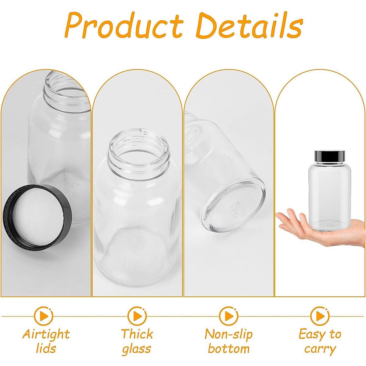 Keketin 15 Pack 4 oz Glass Shot Bottles with Lids,120ml Empty Glass Juice Bottles for Whiskey,Wide Mouth Clear Glass Bottles with Labels for Beverages,Milk,Drinking& Liquids Storage