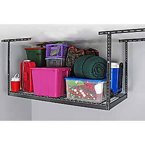 MonsterRax Overhead Garage Storage Rack - Heavy Duty Racks for Garage with 400 lb Capacity, Easy Garage Shelving, Adjustable Storage Rack, Ceiling Mount Storage Shelves 3x6 Hammertone (18"-33")