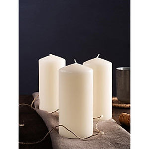 CANDWAX 3x6 Pillar Candles Set of 3 - Ivory Large Pillar Candles Long Burning Perfect for Any Occasion - Cylinder Candles Unscented Long Burning