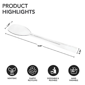 Party Essentials Plastic Party Buffet Serving Utensils Kit, Spoons/Forks/Tong, 20-Piece, Clear